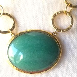 Unknown | Jewelry | Gold Chain Link Jade Cabochon Necklace | Poshmark